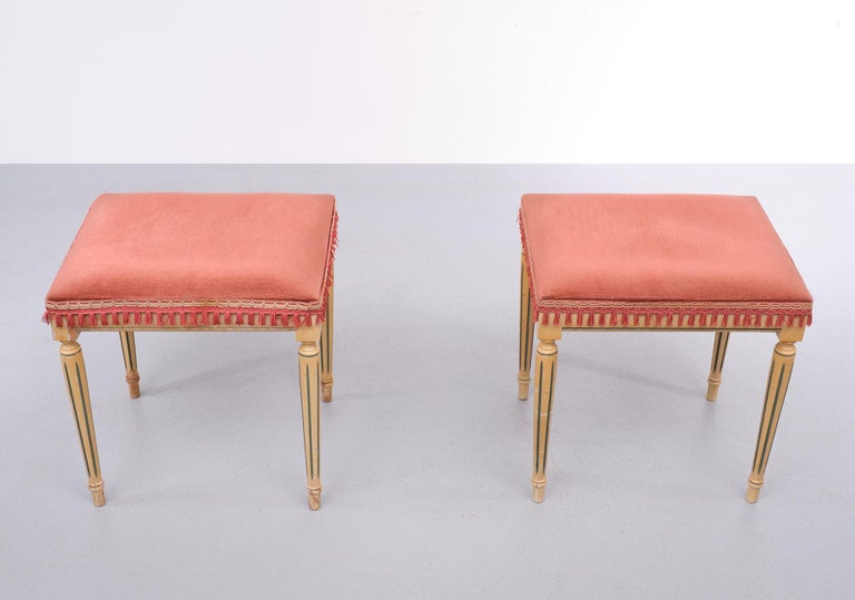 Two Classic Velvet Stools, 1960s, France at 1stDibs