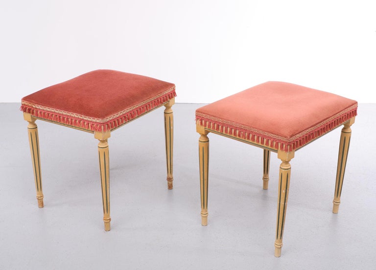 Two Classic Velvet Stools, 1960s, France at 1stDibs