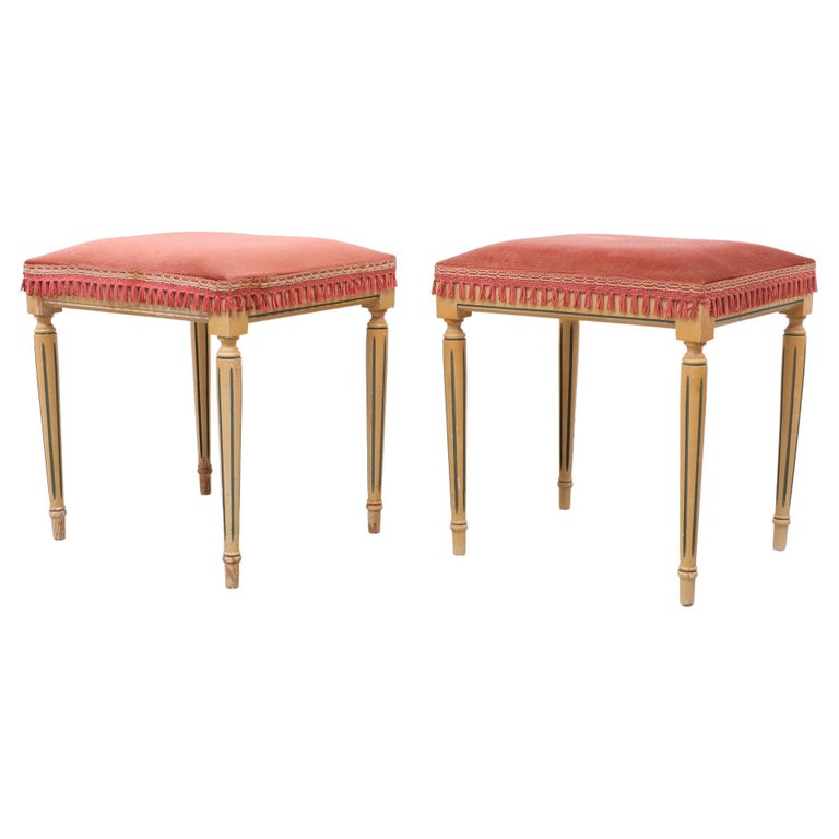 Two Classic Velvet Stools, 1960s, France at 1stDibs