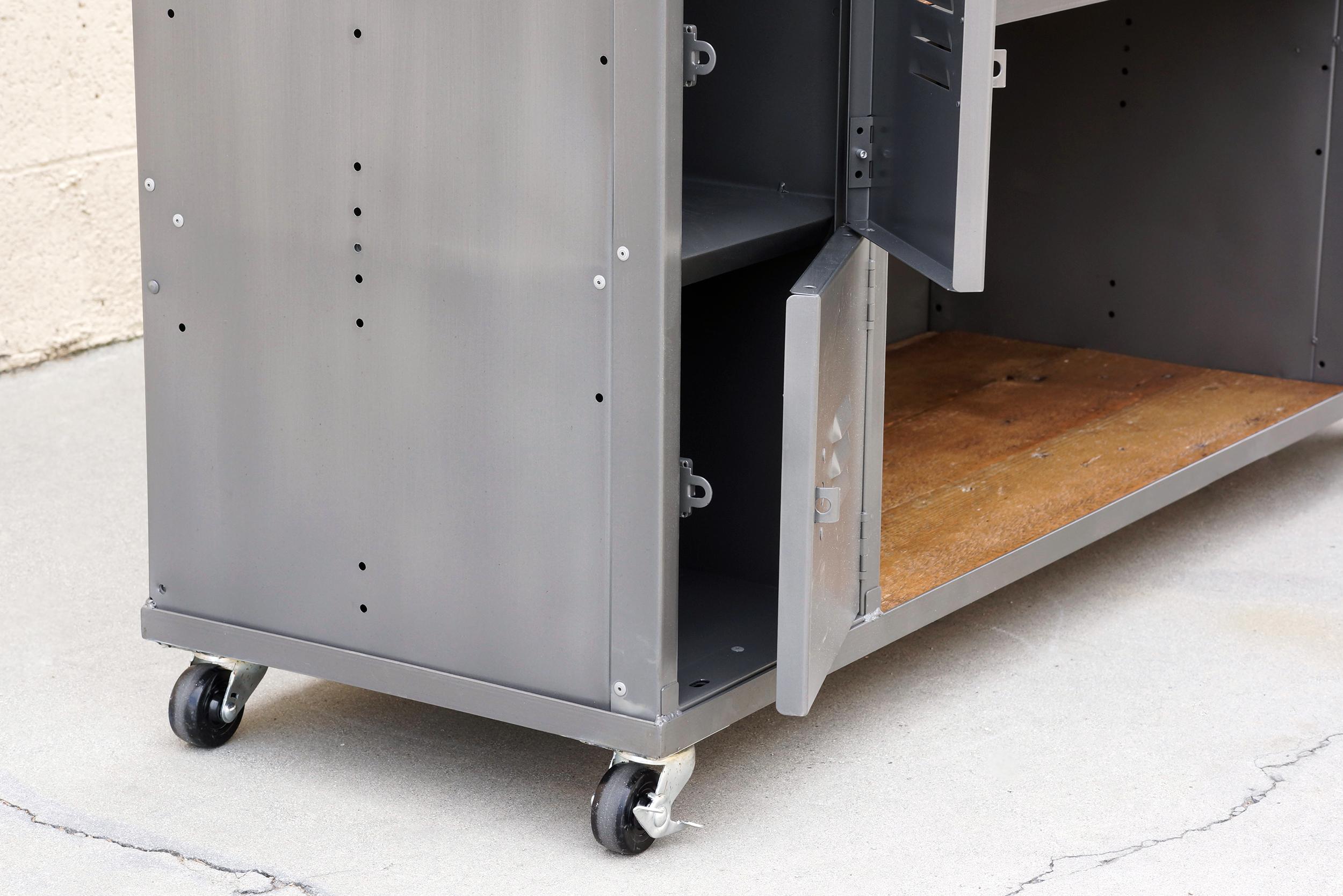 Two-Column Wood and Steel Locker and Shelf Unit, Custom Order For Sale ...