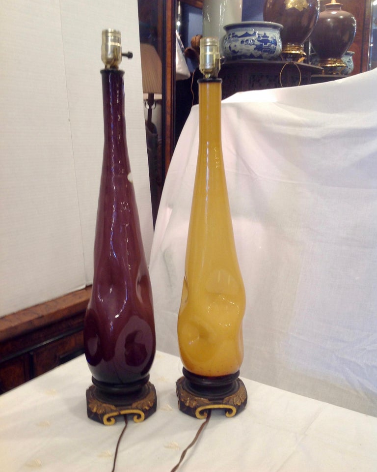 Two Contrasting Murano "Dimple" Lamps For Sale at 1stDibs