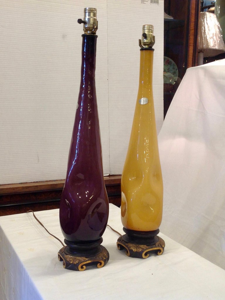 Two Contrasting Murano "Dimple" Lamps For Sale at 1stDibs