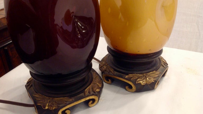 Two Contrasting Murano "Dimple" Lamps For Sale at 1stDibs