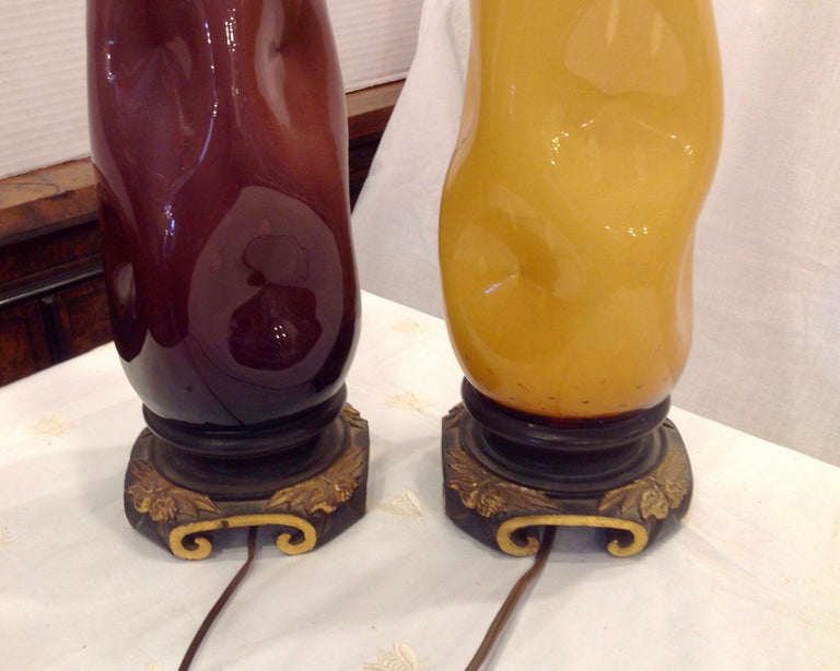 Two Contrasting Murano "Dimple" Lamps For Sale at 1stDibs
