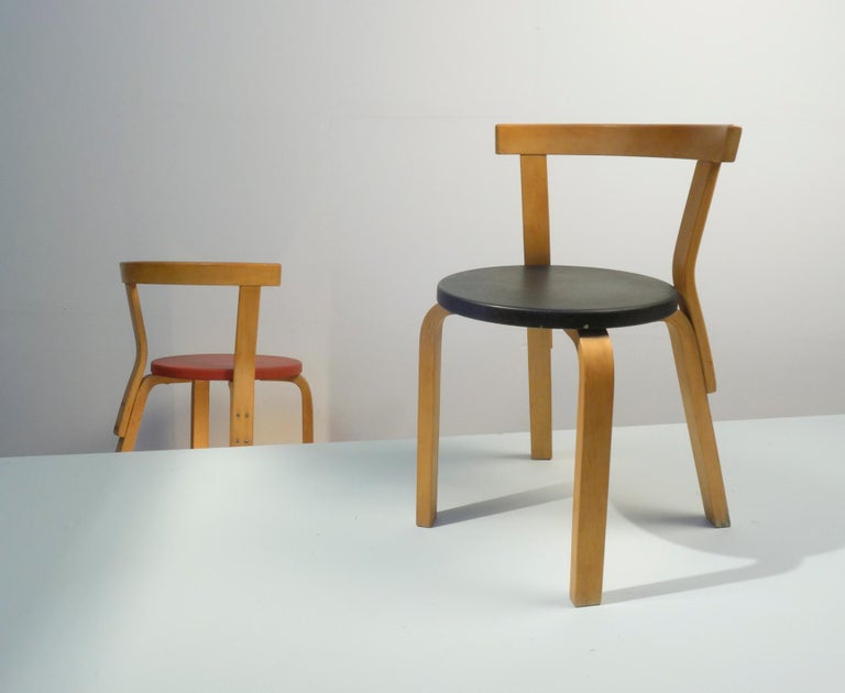 Two Distressed Alvar Aalto 68 Chairs For Sale at 1stDibs