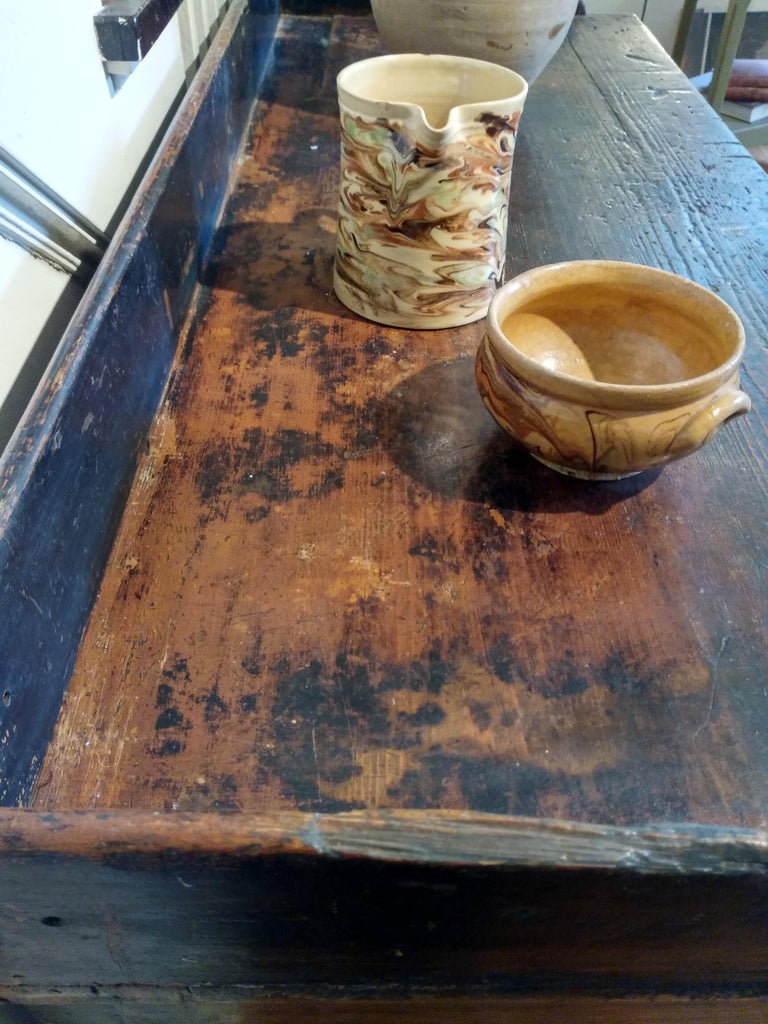 Two-Door, Drawer Original Painted English Buffet with Railing at 1stDibs