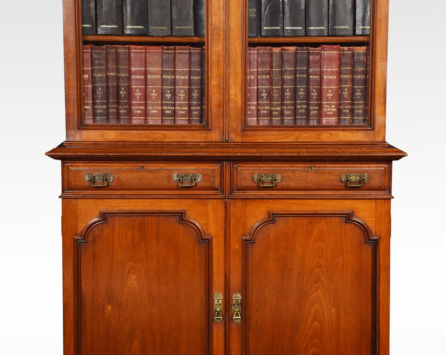 Two-Door Narrow Walnut Bookcase For Sale at 1stDibs
