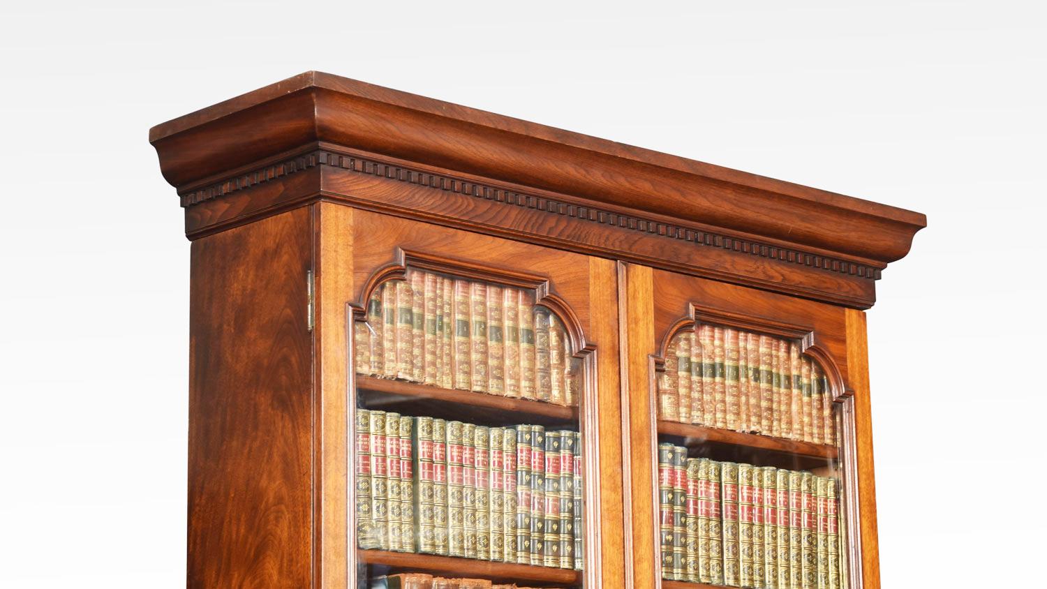 Two-Door Narrow Walnut Bookcase For Sale at 1stDibs