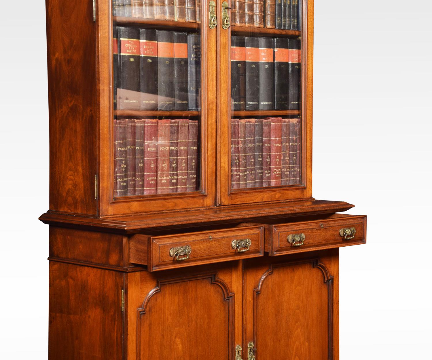 Two-Door Narrow Walnut Bookcase For Sale at 1stDibs