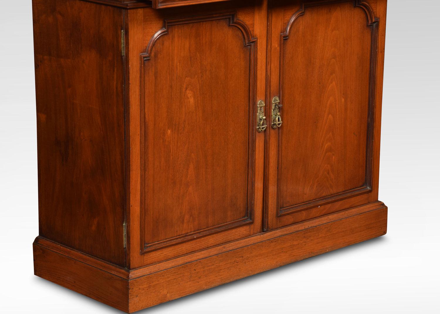 Two-Door Narrow Walnut Bookcase For Sale at 1stDibs