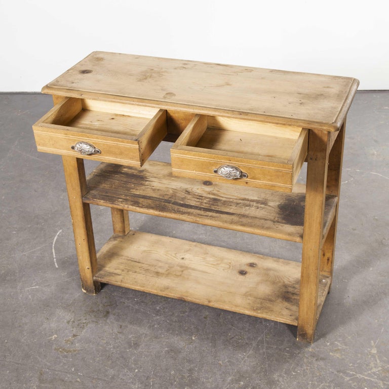 Two-Drawer French Pine Console, Side Table at 1stDibs