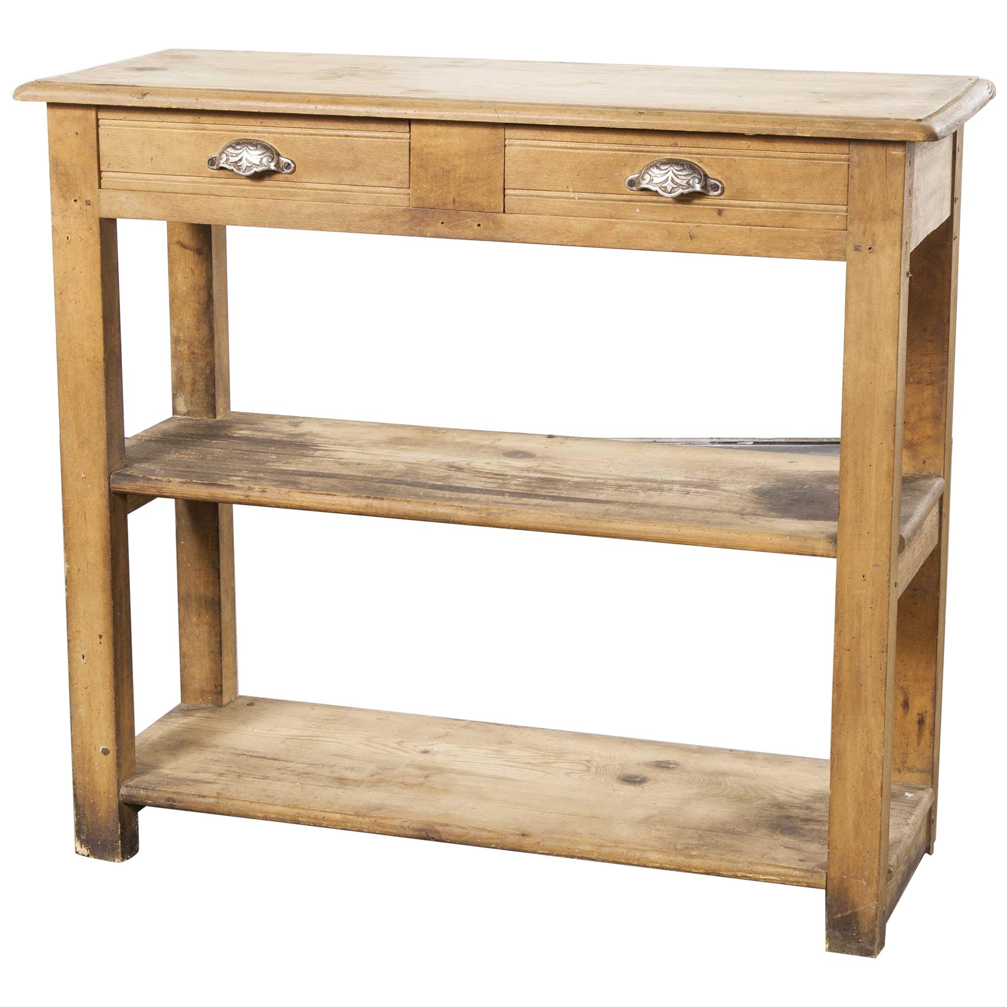 Two-Drawer French Pine Console, Side Table at 1stDibs