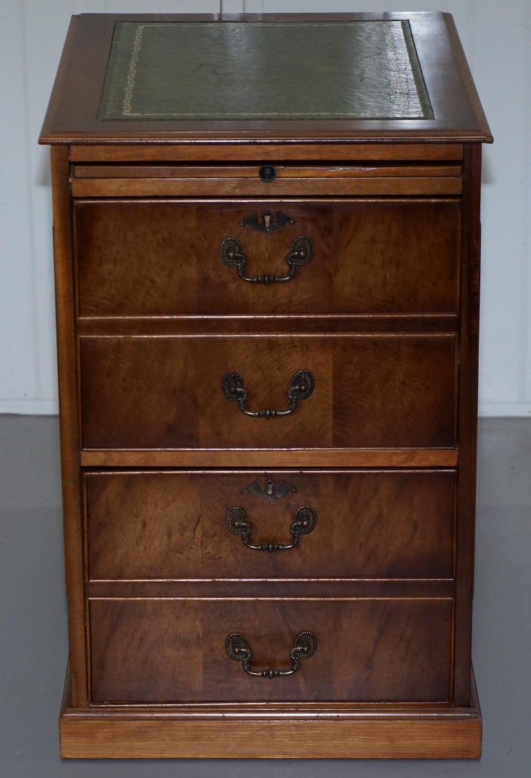 Two-Drawer with Butlers Serve Tray Burr Walnut Filing Cabinet Green ...