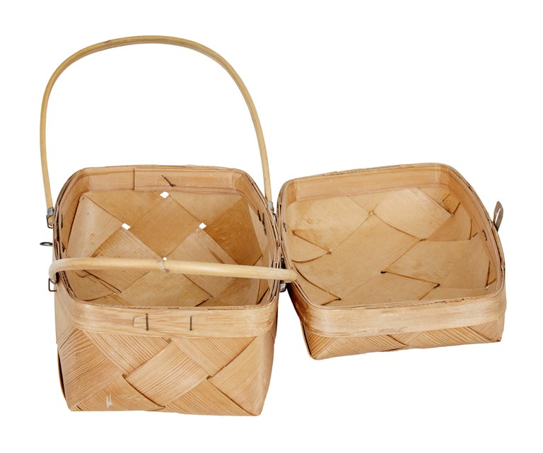 Two early 20th century pine woven decorative boxes at 1stDibs