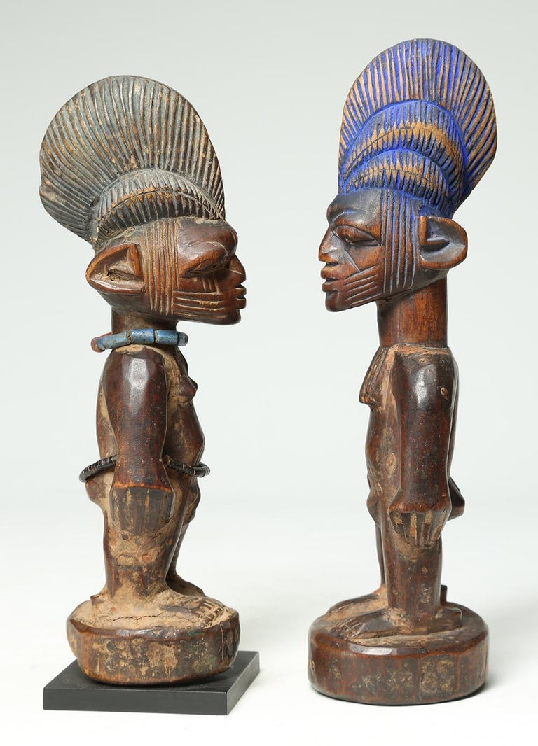 Two Early Yoruba Tribal Twin Figures "Ibeji" Nigera, Early 20th Century ...