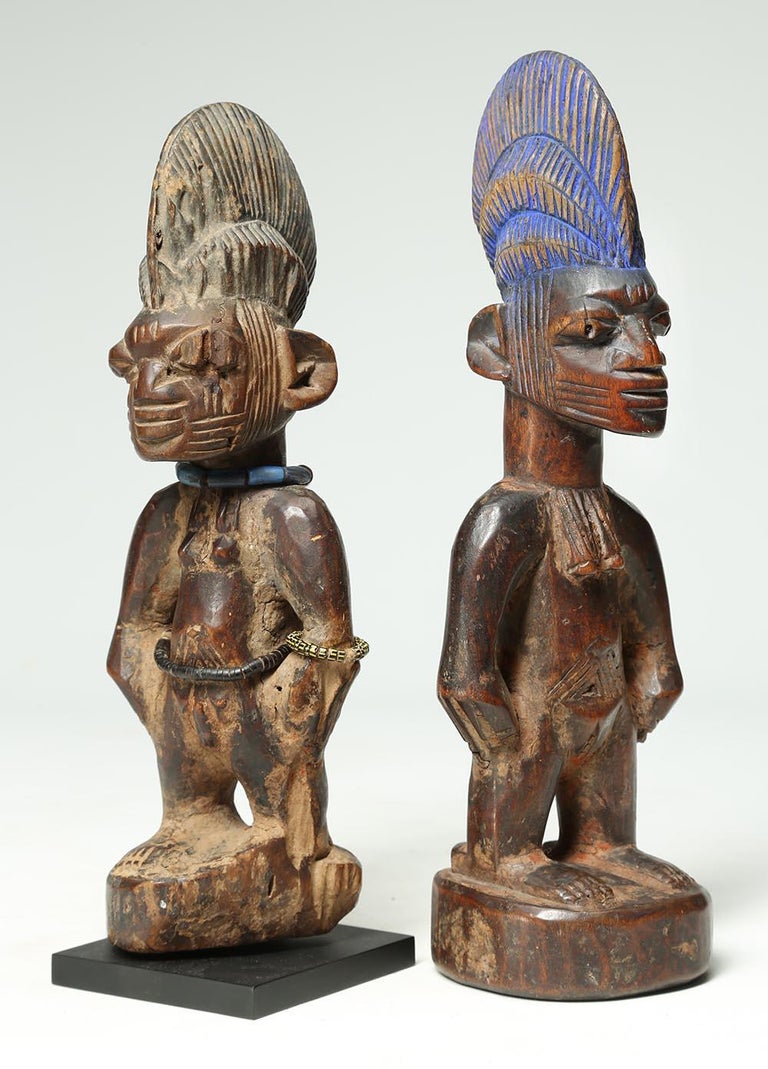 Two Early Yoruba Tribal Twin Figures "Ibeji" Nigera, Early 20th Century ...