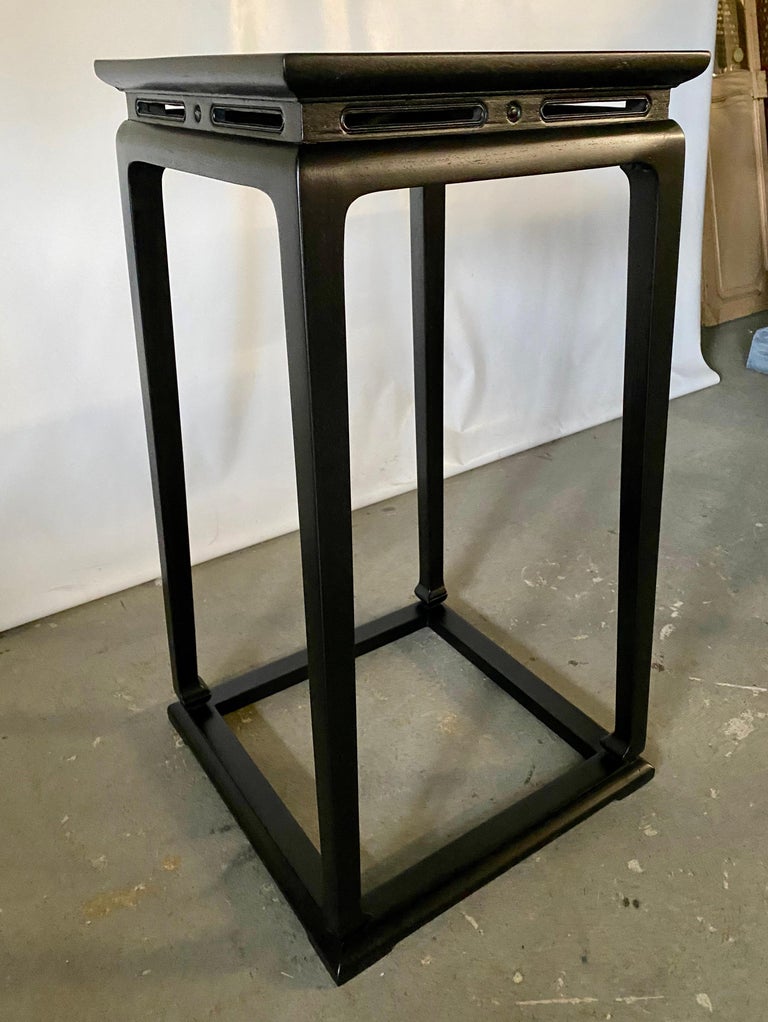 Two Ebony Black Chinese Tall Sculpture Stands For Sale at 1stDibs