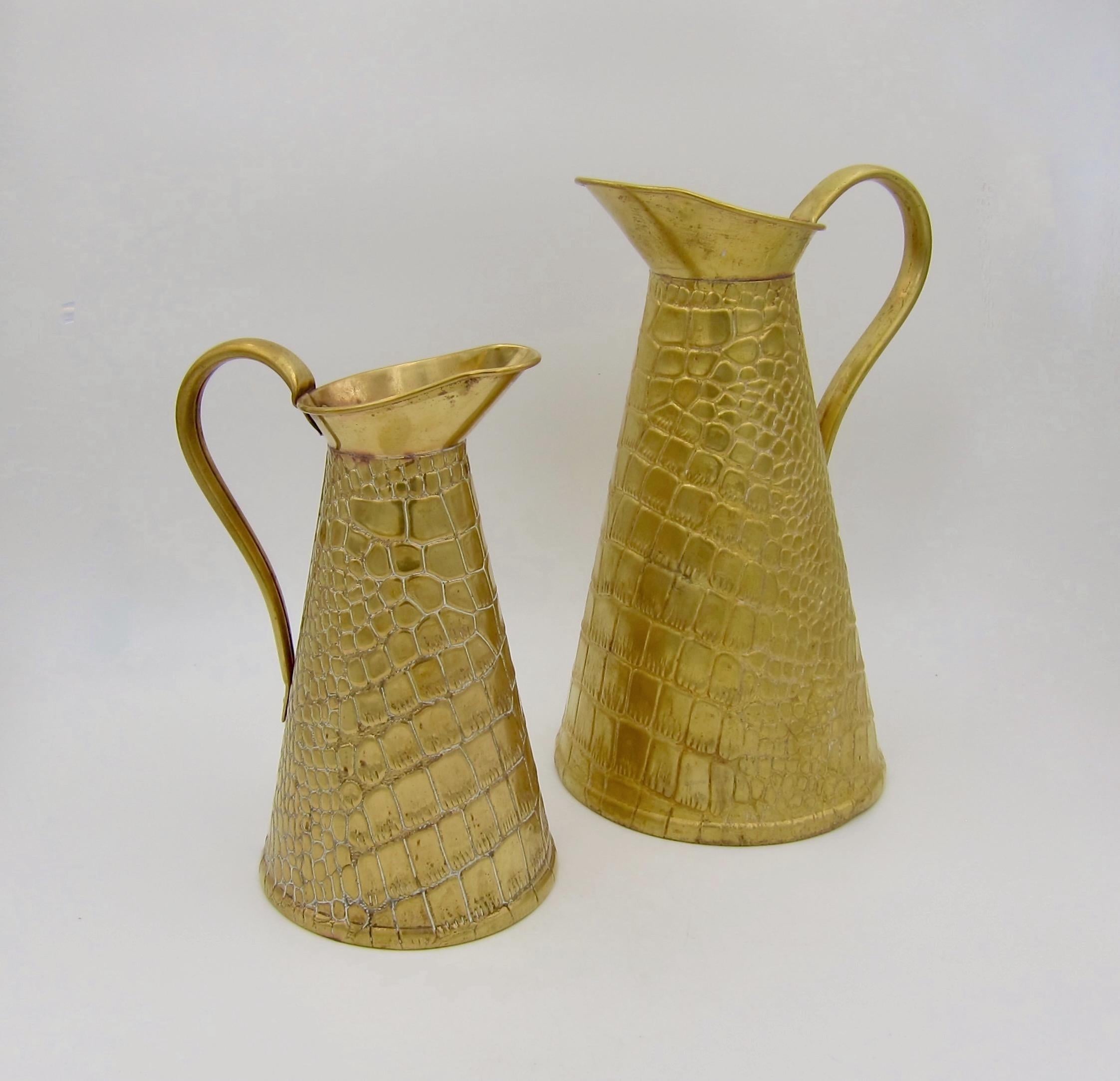 Two English Crocodile Skin Brass Pitchers, circa 1920s For Sale at 1stDibs