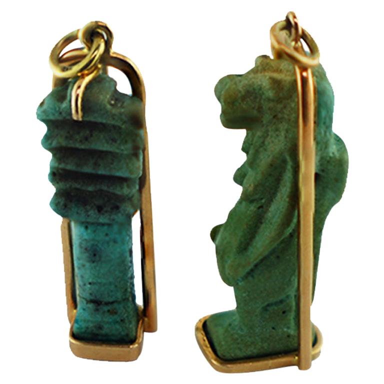 Egyptian goddess Taweret Taueret Carved Charms 14 Karat Yellow Gold For ...