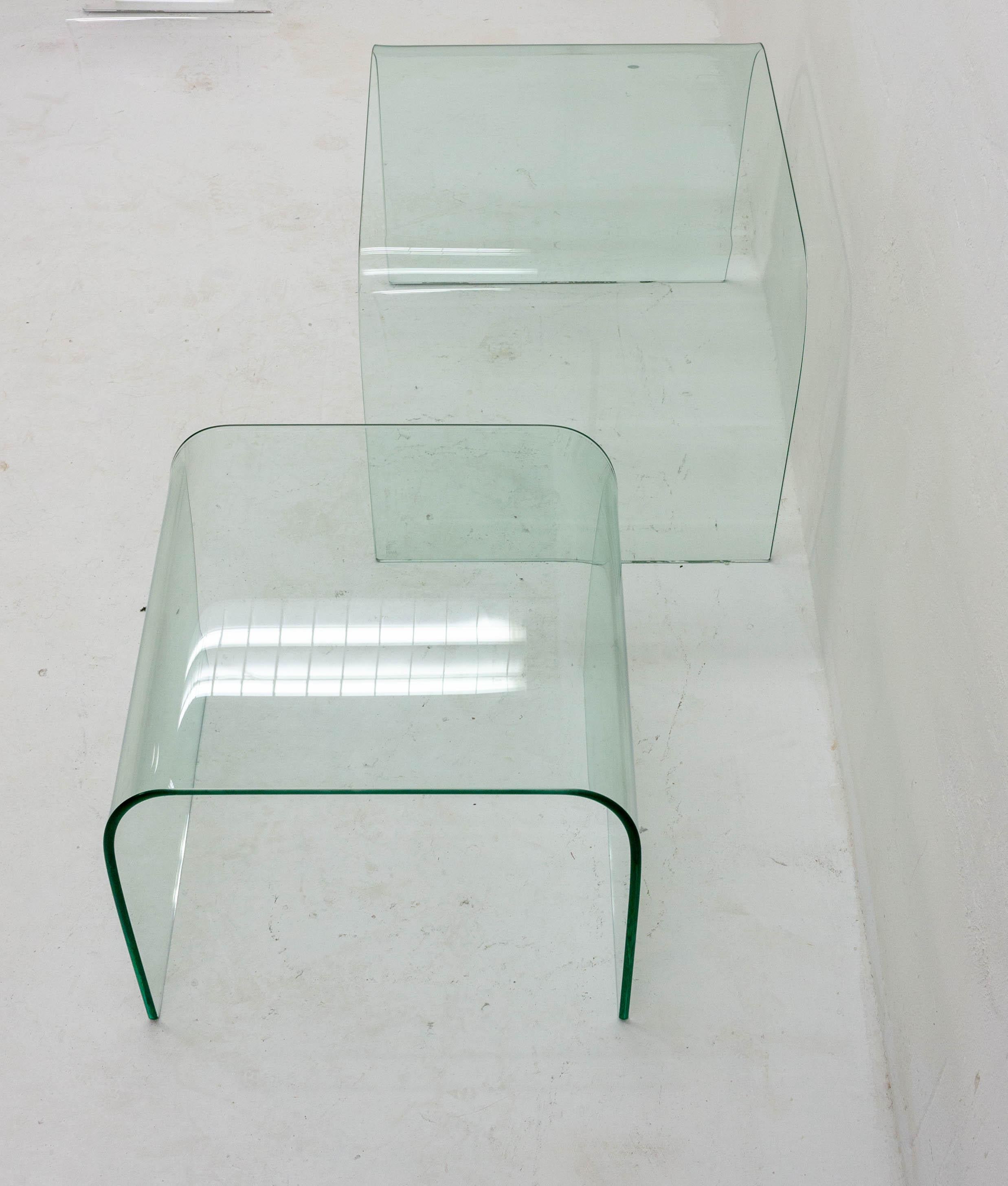 Two FIAM Design Glass Side Tables For Sale at 1stDibs