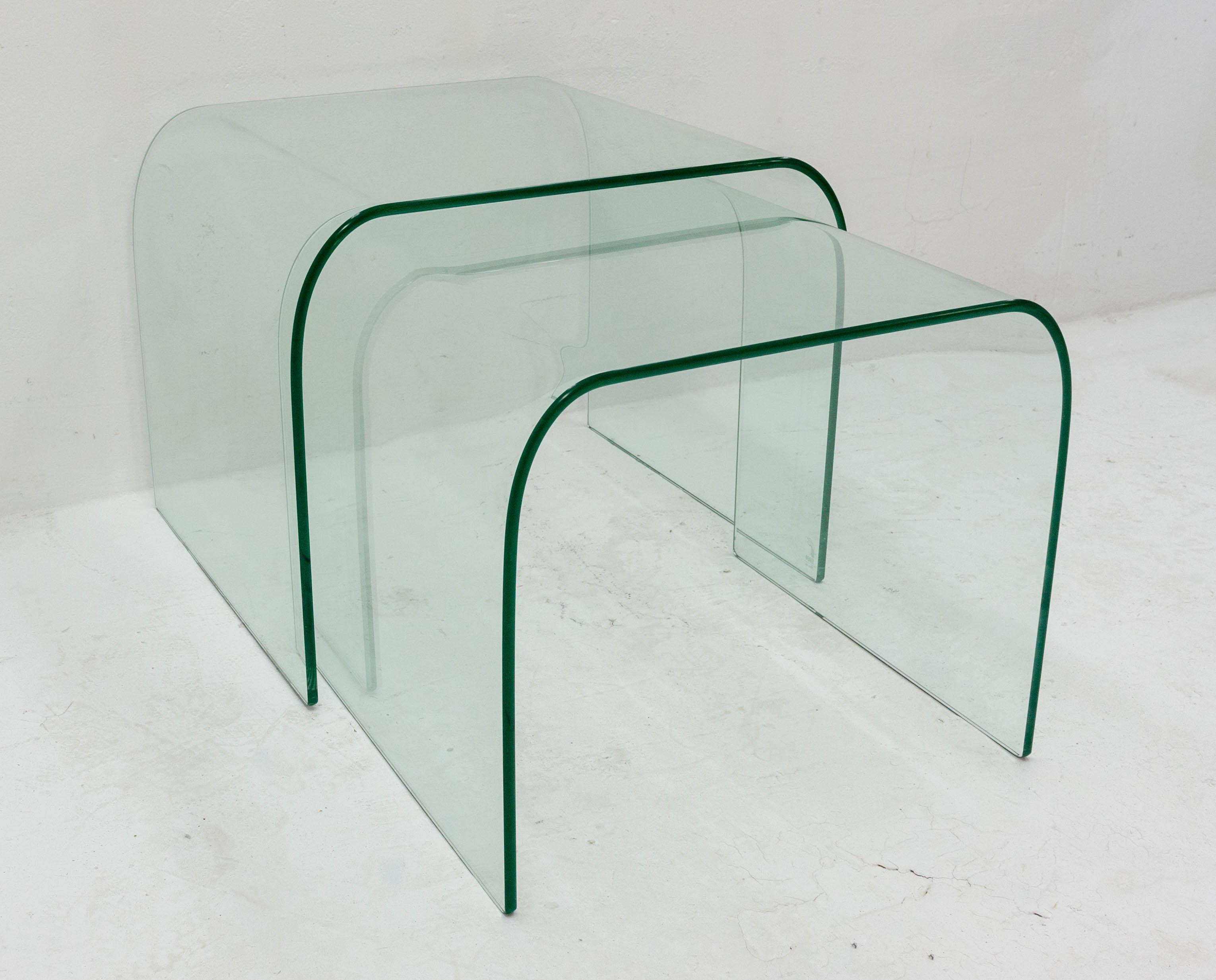 Two FIAM Design Glass Side Tables For Sale at 1stDibs