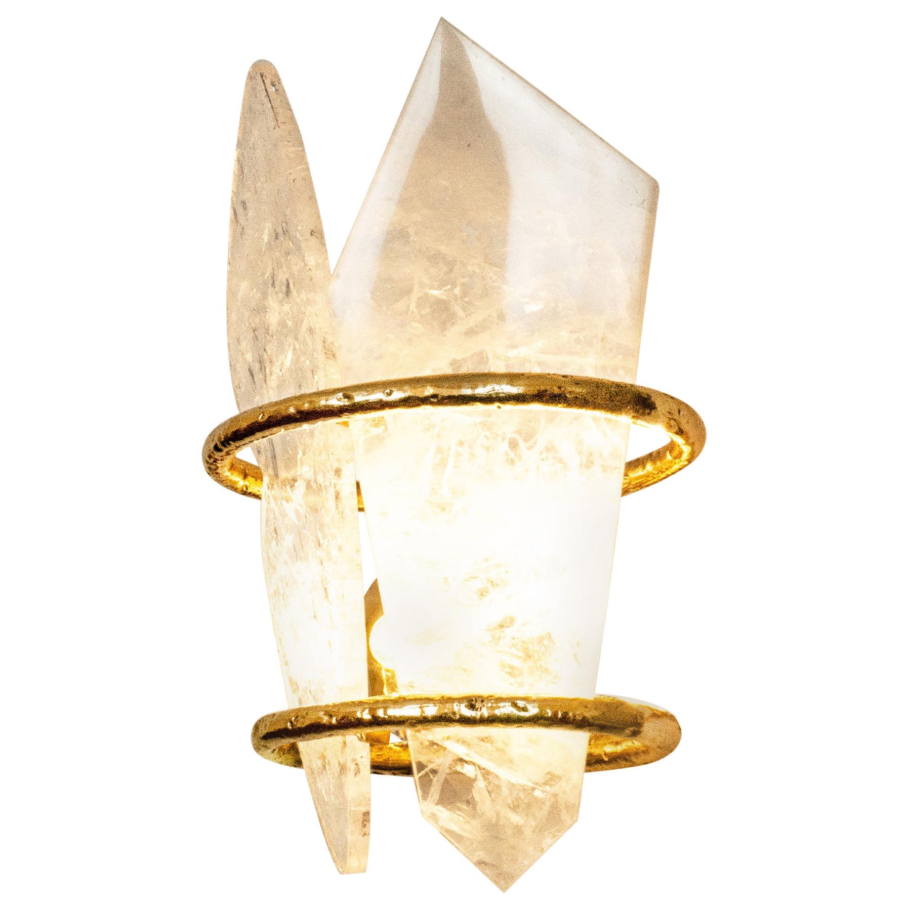 “Two-Free” Contemporary Wall lamp, Rock Crystal, Cast melted Brass For ...
