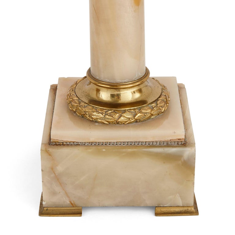 Two French White Onyx and Gilt Bronze Column-Shaped Stands For Sale at ...