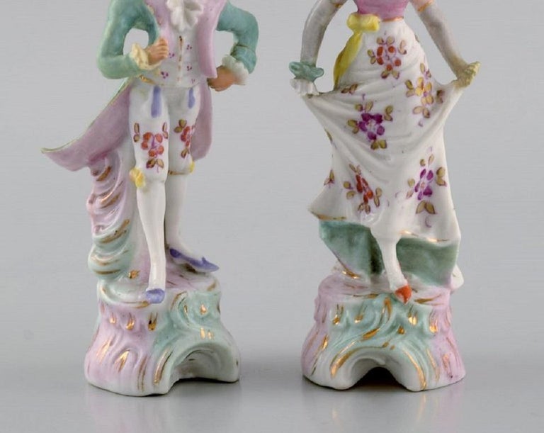 Two German Antique Porcelain Figurines, Rococo Couple, 19th Century at ...