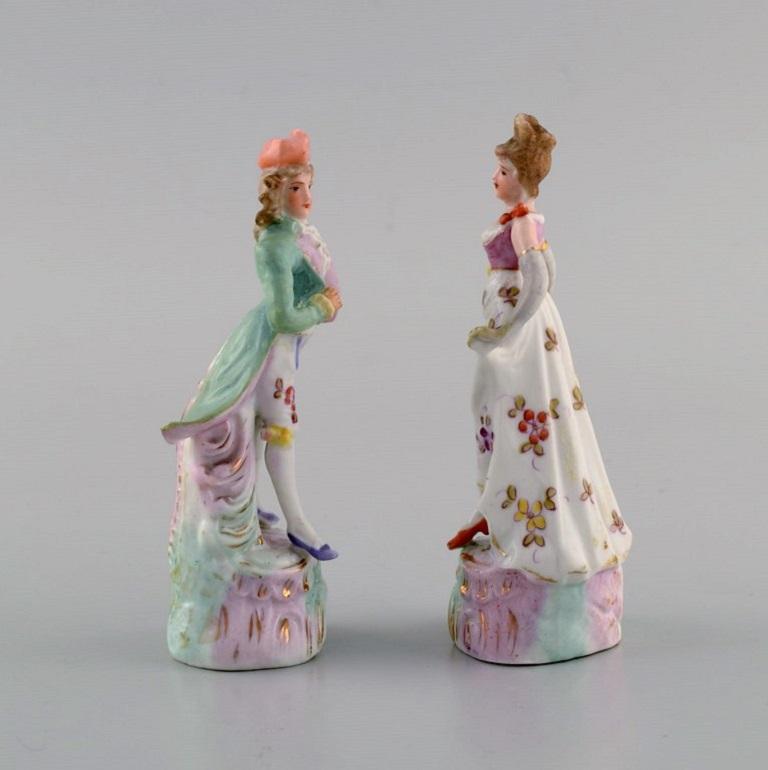 Two German Antique Porcelain Figurines, Rococo Couple, 19th Century at ...