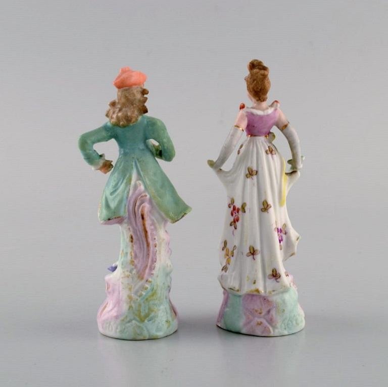 Two German Antique Porcelain Figurines, Rococo Couple, 19th Century at ...