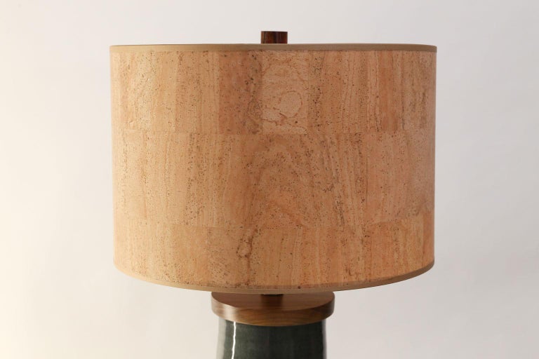 Two Dark Gray Ceramic Cylinder-Shape Lamps at 1stDibs