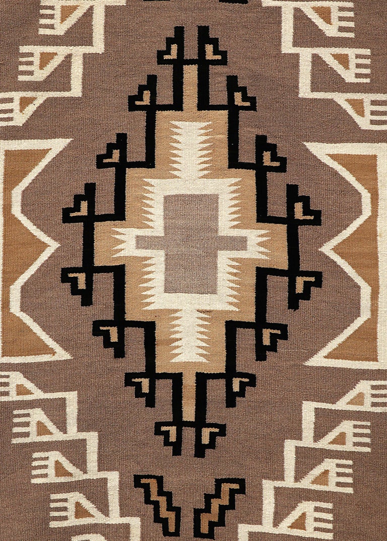 Two Gray Hills Weaving, Trading Post Era Textile Made of Wool with ...