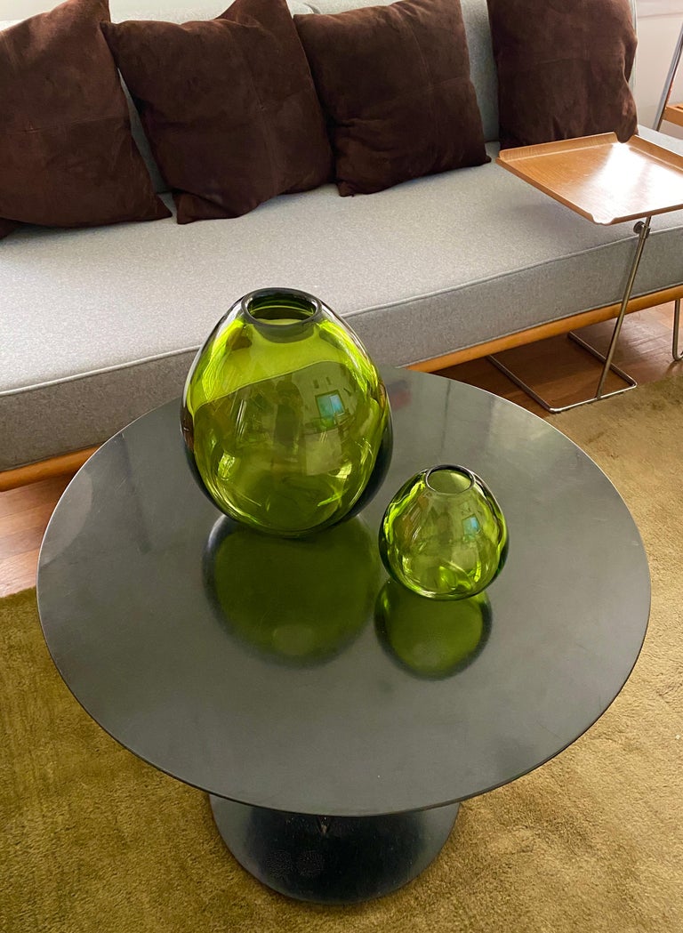 Two Green Holmegaard "Drop Vase" Vases, Designed by Per Lütken For Sale ...