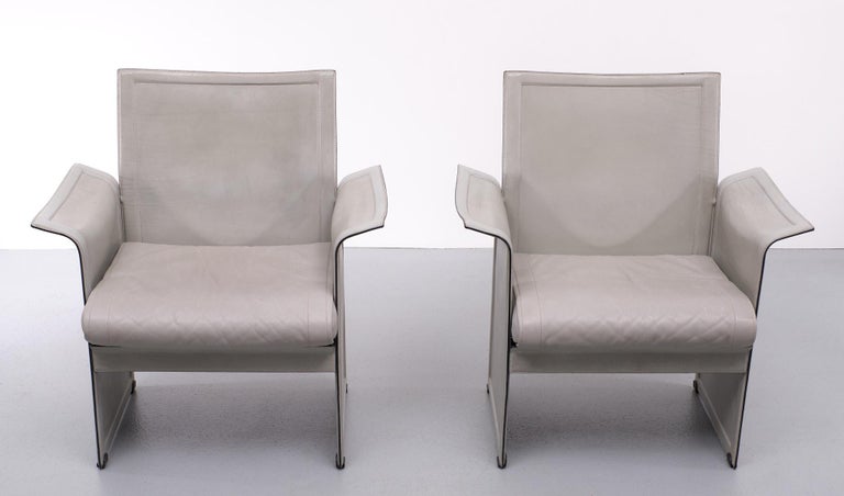 Two Grey Leather Armchairs Mattheo Grassi Fot Tito Agnoli 1970s Italy ...