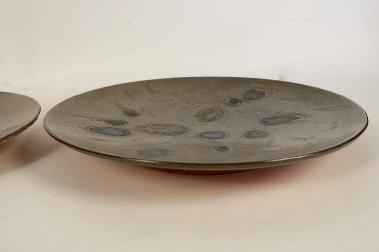 Two Hand Painted Abstract Ceramic Plates by Alan Beitner Signed, Design ...