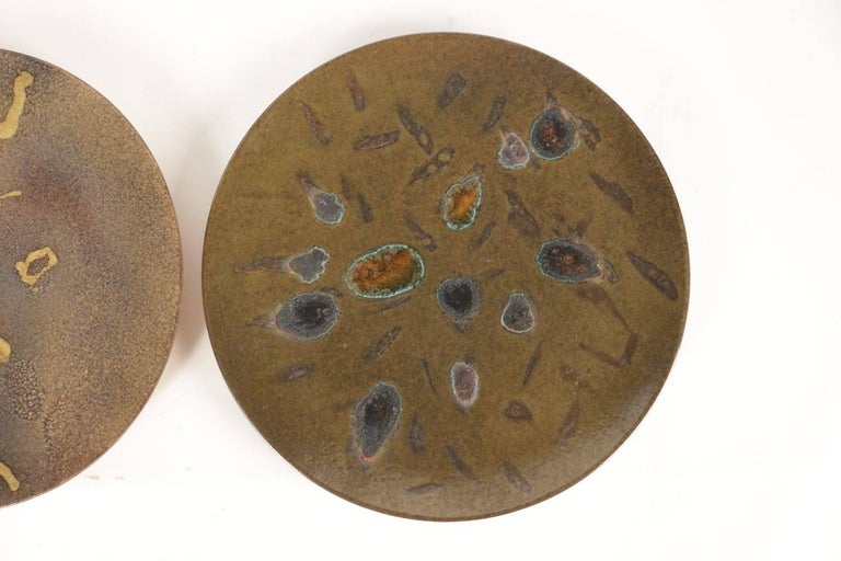 Two Hand Painted Abstract Ceramic Plates by Alan Beitner Signed, Design ...