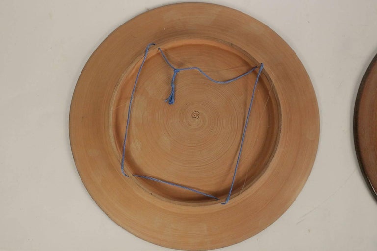 Two Hand Painted Abstract Ceramic Plates by Alan Beitner Signed, Design ...