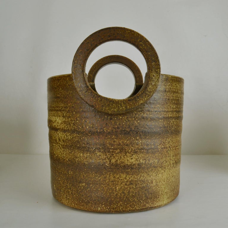 Two Handled Large Studio Ceramic Plant Pot by Mobach For Sale at 1stDibs