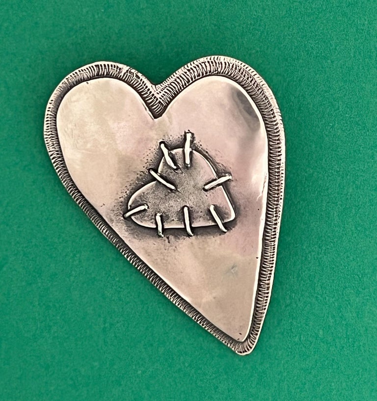 Two Hearts, by Kerry Green, sterling silver, pin, pendant, cast ...