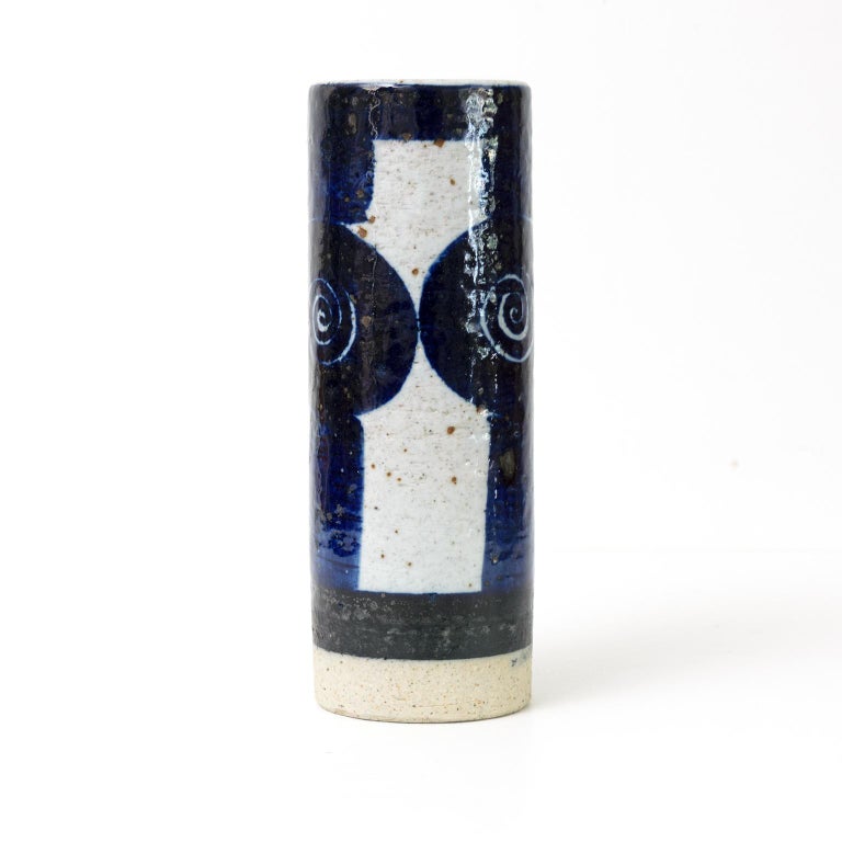 Two Inger Perrson, Rorstrand Studio Ceramic Vases in Blue, Black and ...