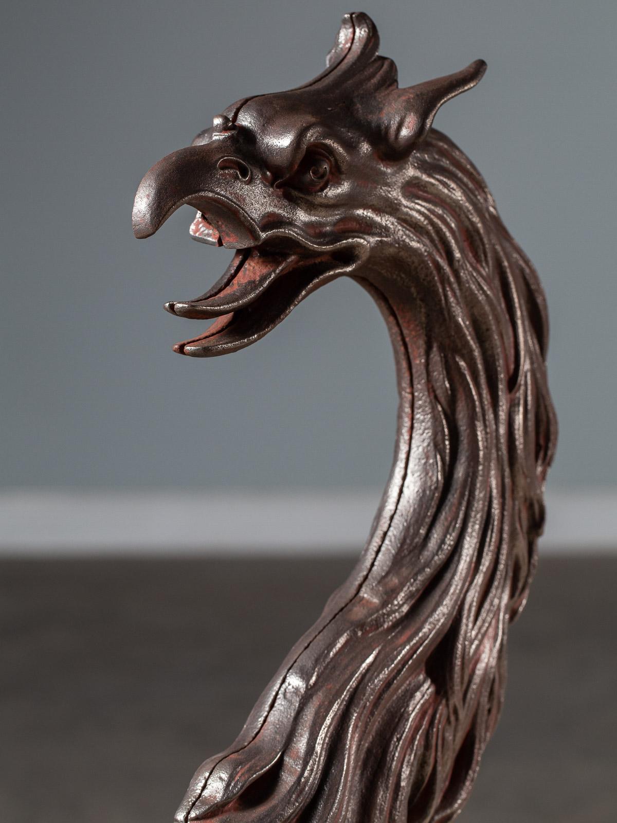 Two Large Antique French Cast Iron Phoenix Birds, circa 1880 at 1stDibs