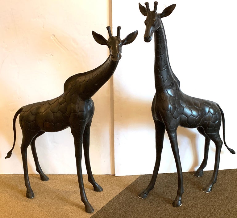 Two Large Bronze Sculptures of Giraffes at 1stDibs