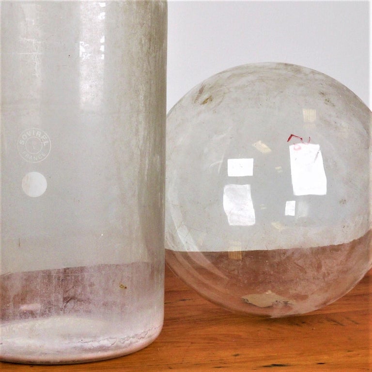 Two Large Decorative 1950s Glass Laboratory Containers For Sale at 1stDibs