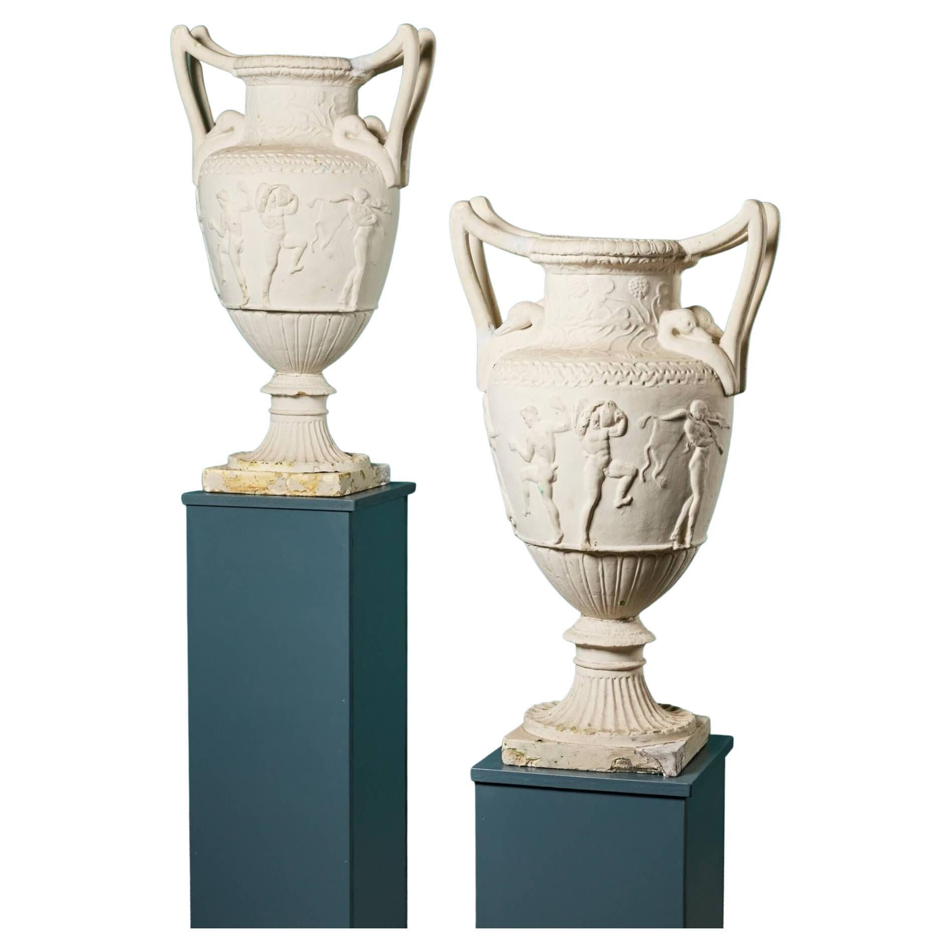 Two Large Neoclassical Vases in Plaster For Sale at 1stDibs
