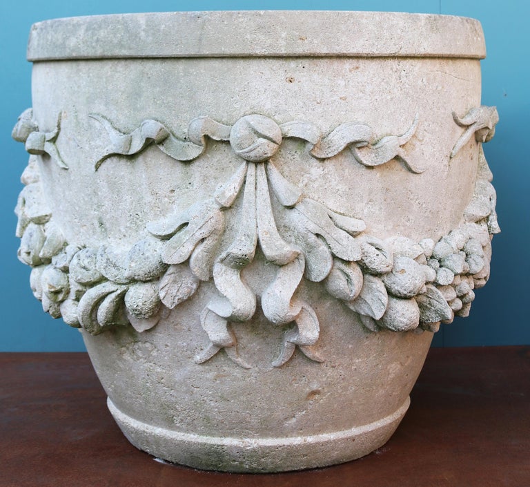 Two Large Reclaimed Limestone Garden Planters at 1stDibs
