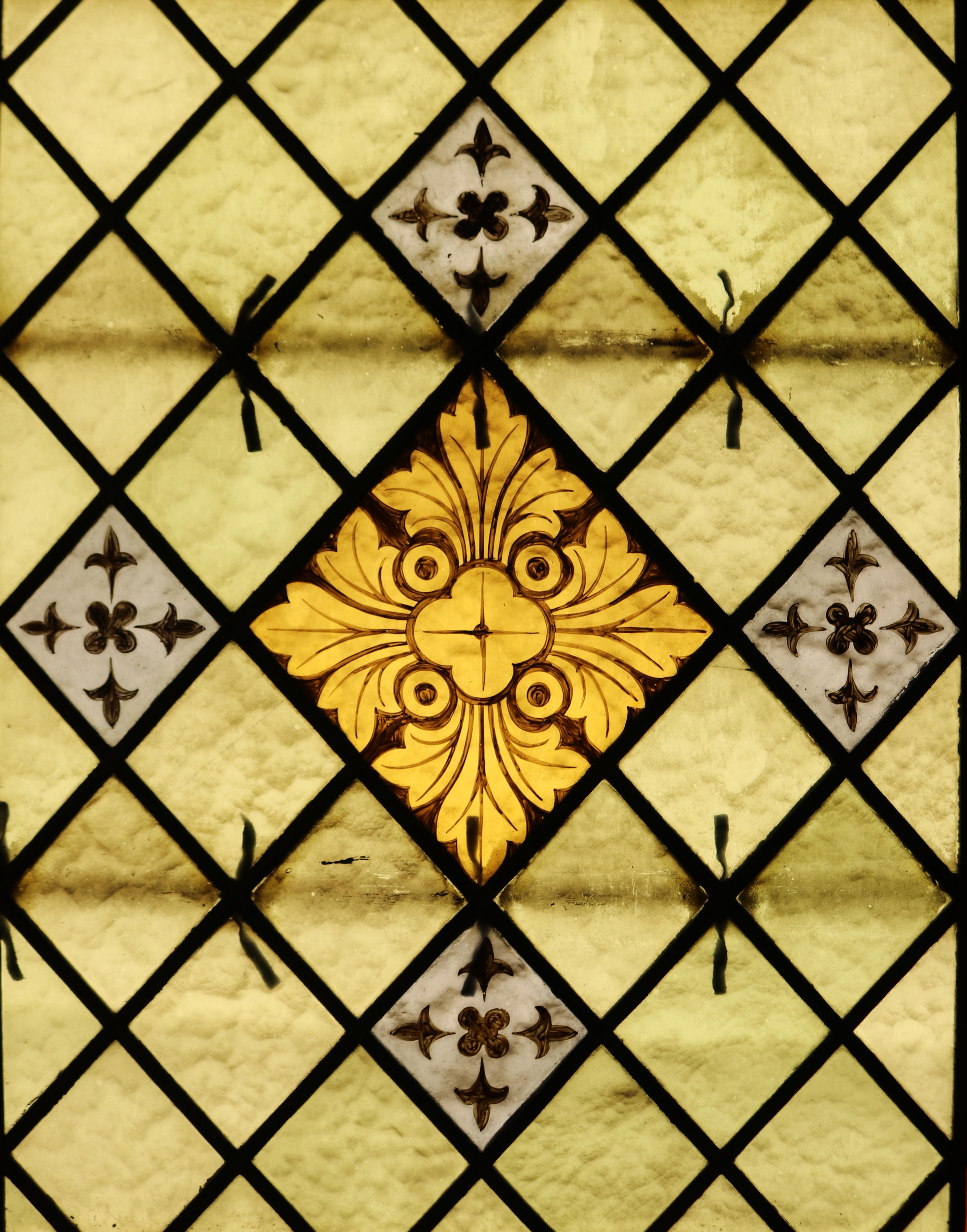 Two Large Reclaimed Stained Glass Church Windows For Sale at 1stDibs