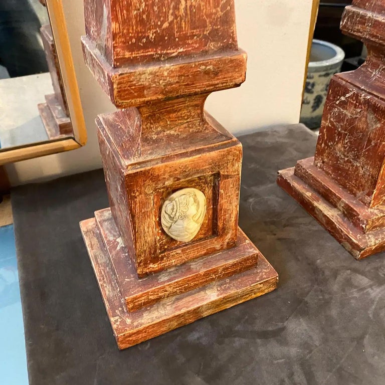 Two Late 19th Century Hand-Painted Wood Italian Obelisks at 1stDibs