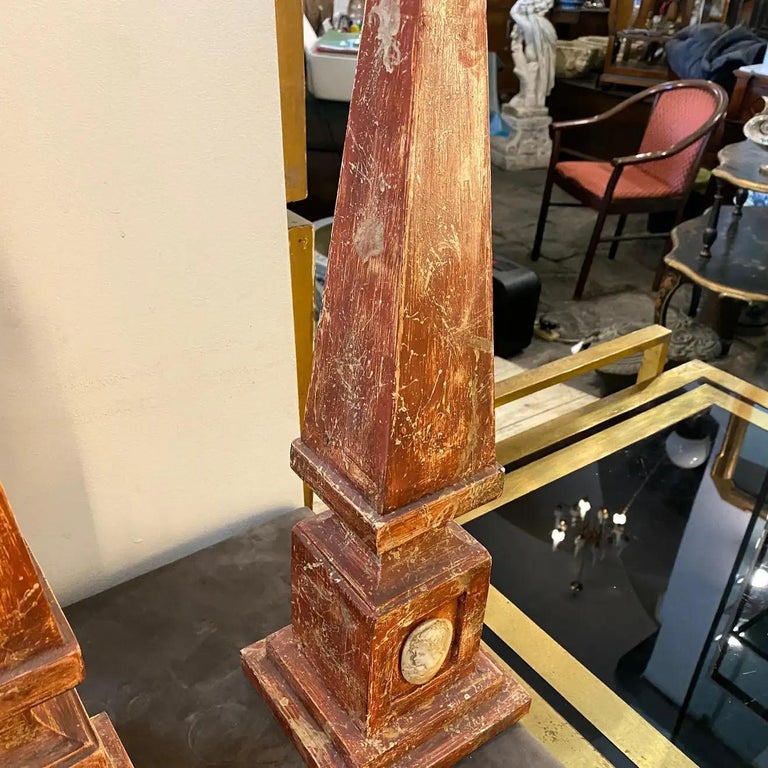 Two Late 19th Century Hand-Painted Wood Italian Obelisks at 1stDibs