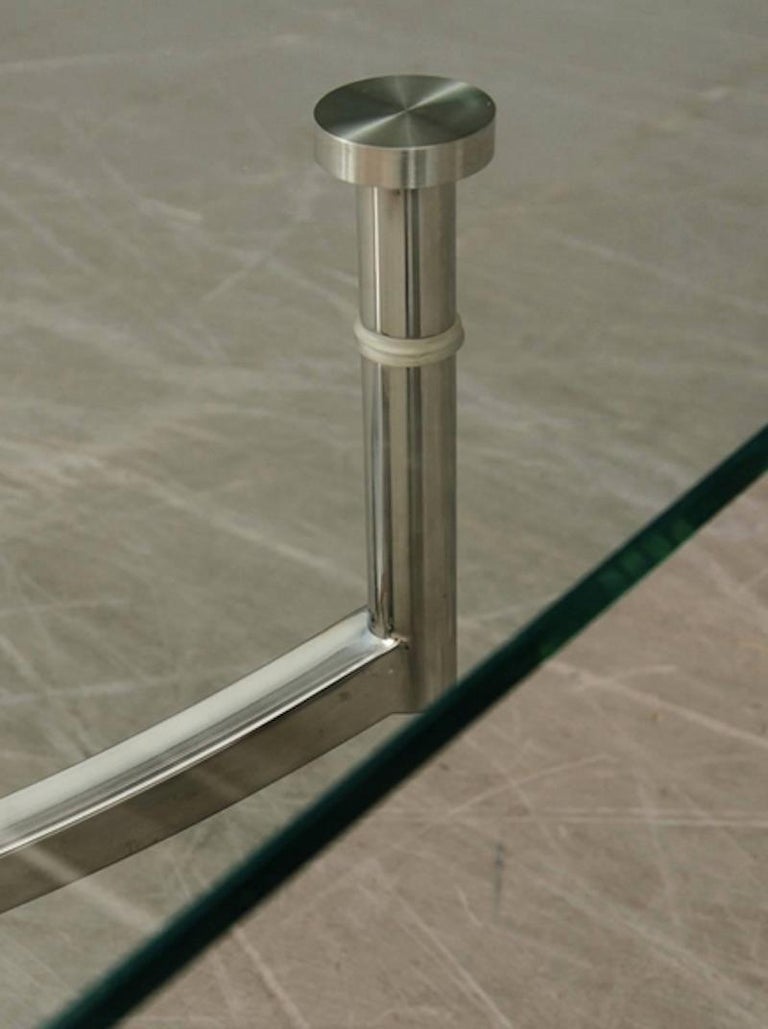 Two-Level Glass Coffee Table with Steel Frame and Marble Base For Sale ...
