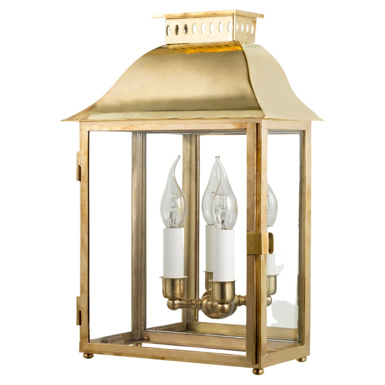 Two Lights Wall Light Lantern with Brass Structure and Glass For Sale ...